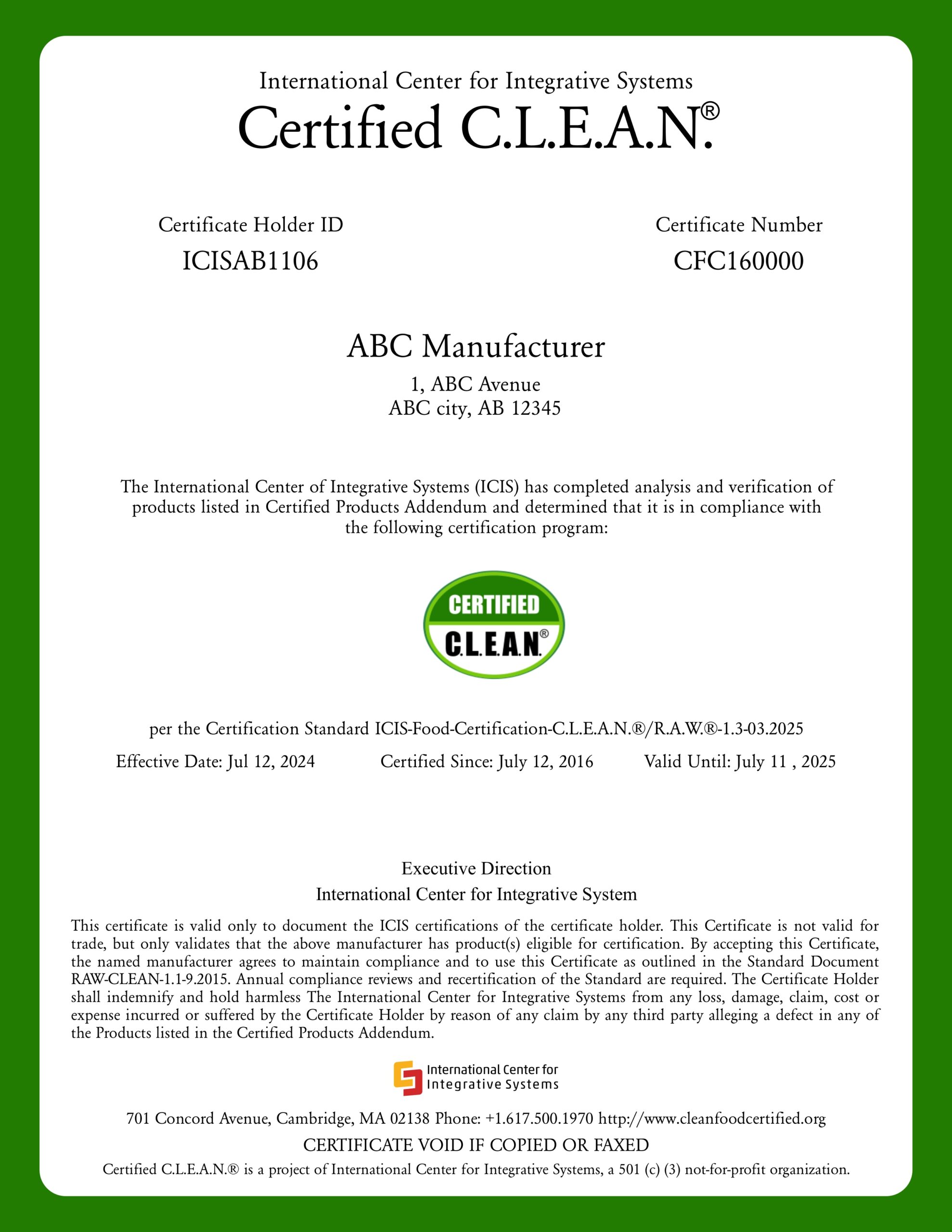 Cleanfood - Certified C.L.E.A.N. / Certified R.A.W.